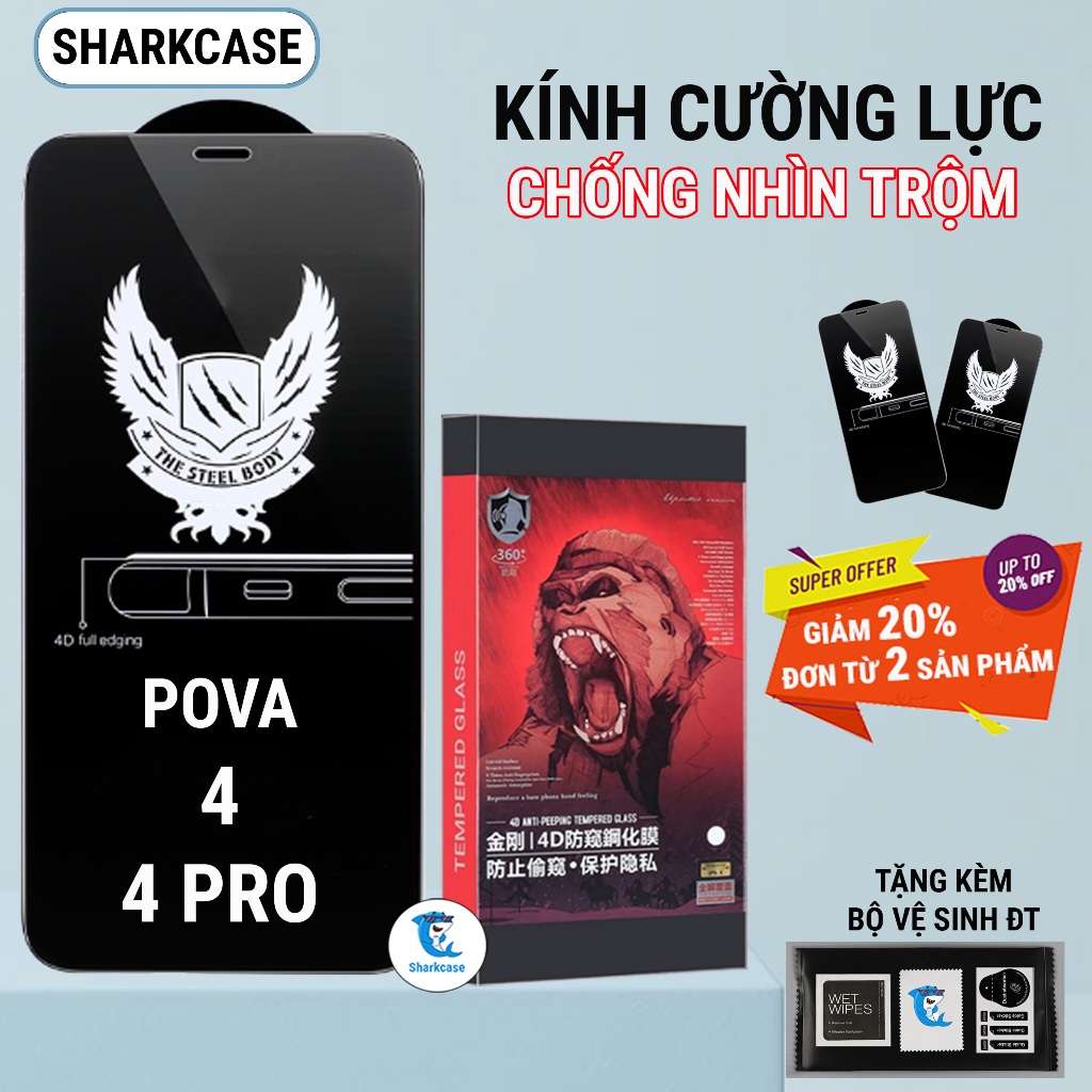 Kính cường lực Tecno Pova 4, 4 Pro chống nhìn trộm full màn miếng dán bảo vệ điện thoại ...