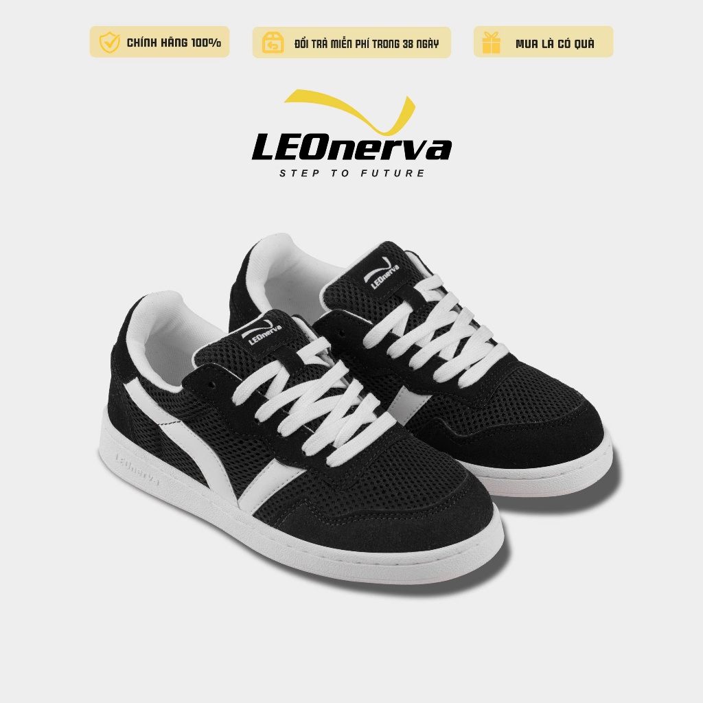 Giày Thể Thao Sneaker Unisex LEOnerva 808 Lưới VS1 - Đen Đế Trắng ...
