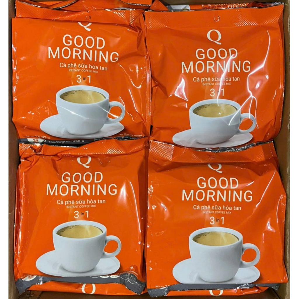 Combo 2 bịch Cà Phê Sữa hòa tan Good Morning TRẦN QUANG 480g bịch 24 gói x 20g instant Coffee ...