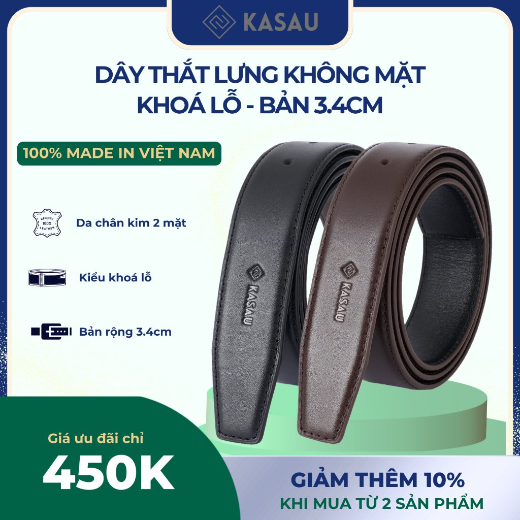Dây thắt lưng không mặt hiệu KASAU, khóa lỗ, da chân kim, bản rộng 3.4cm DKS01KL34 | Shopee Việt Nam