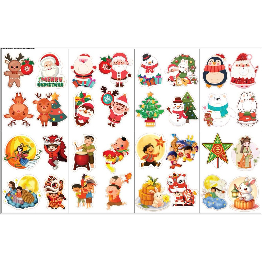 (Set 32-100c) thẻ giấy cài kẹo mút mẫu mới hình trung thu, noel… trang ...