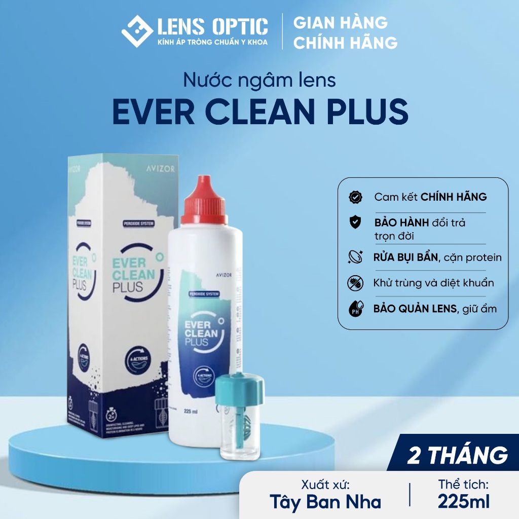 Dung dịch khử trùng cho lens Avizor Ever Clean Plus 225ml giúp loại bỏ ...