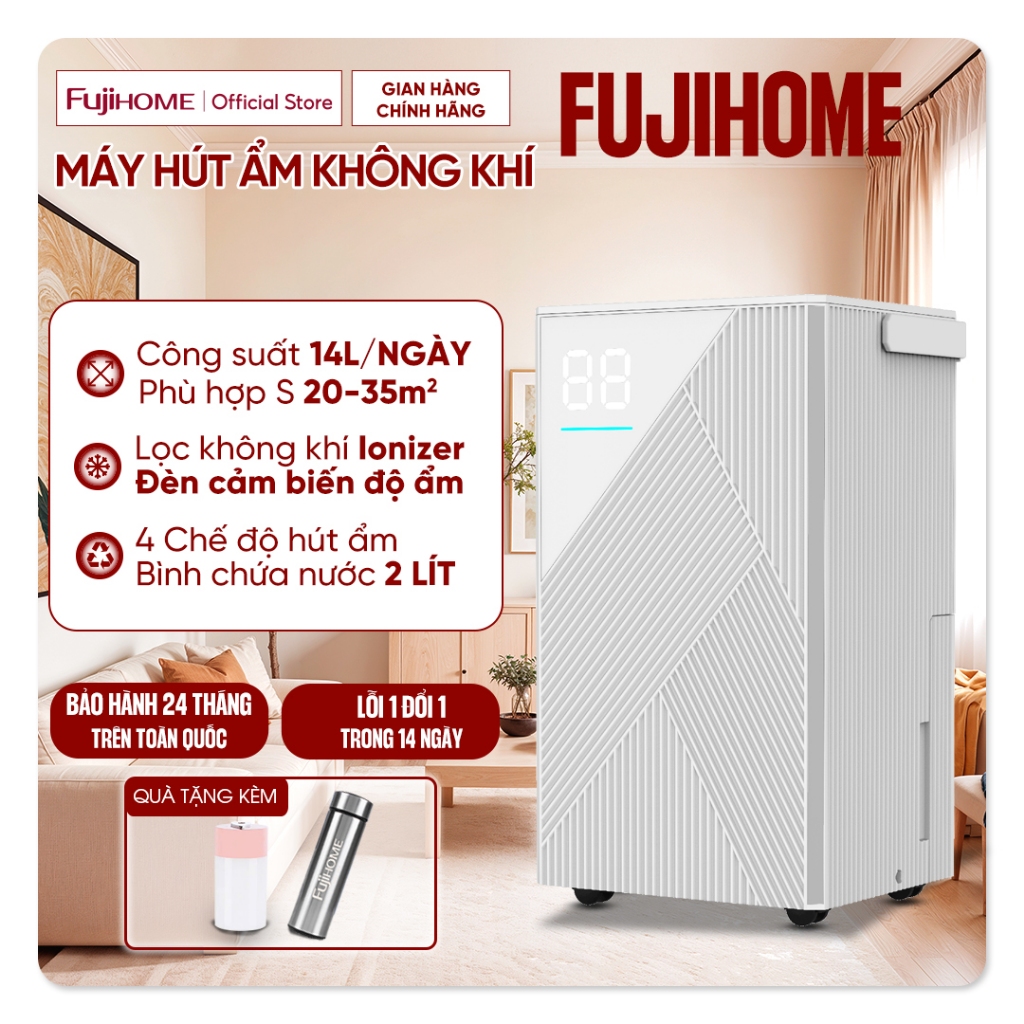 Máy hút ẩm không khí 45m2 nhập khẩu FUJIHOME DH14 lọc không khí ionizer ...