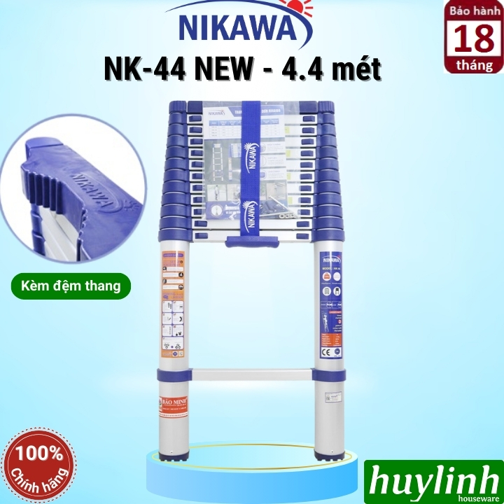Thang nhôm rút đơn Nikawa NK-44 NEW - cao 4.4 mét - 13 bậc - Tặng kèm ...