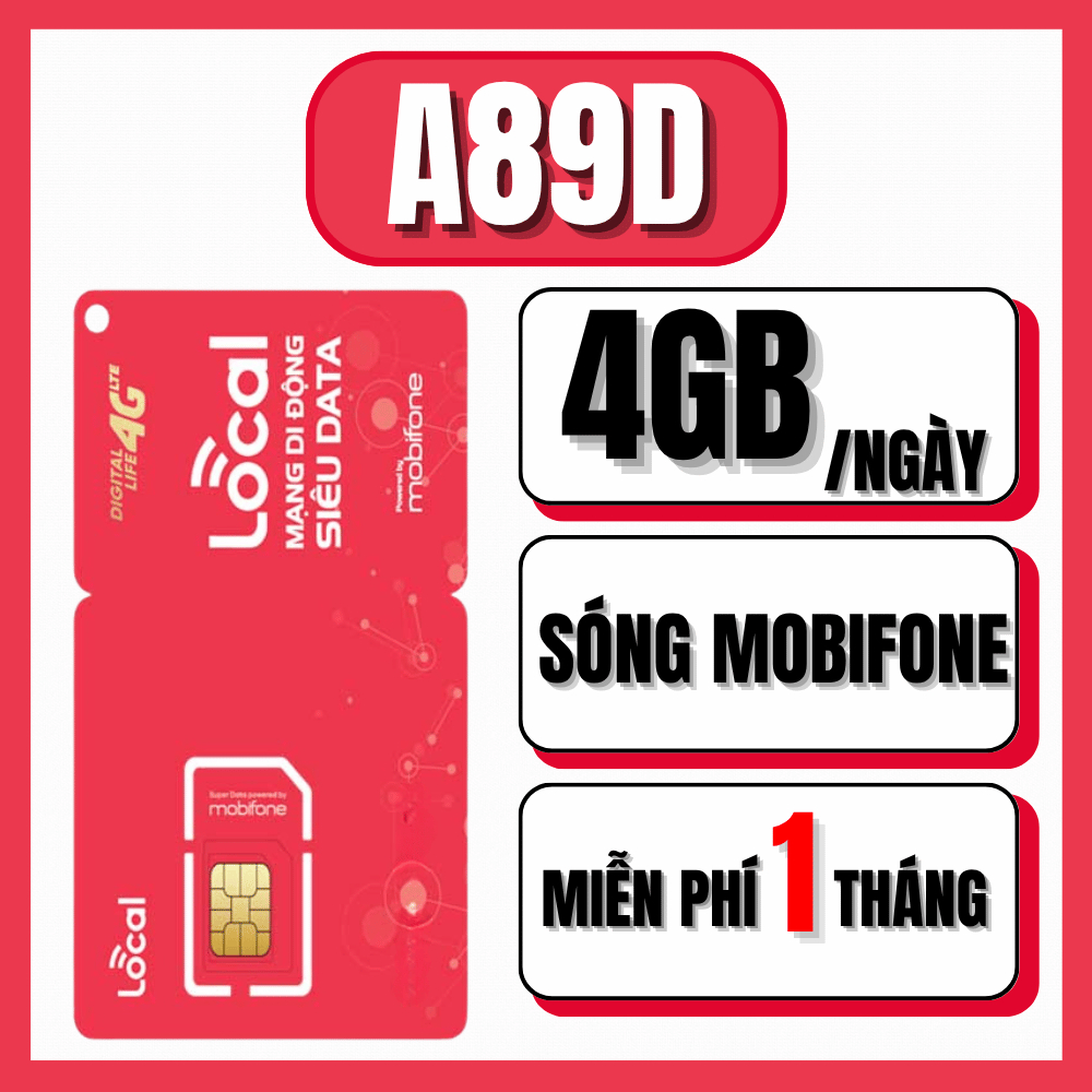 Miễn Phí Tháng Đầu Sim Data 4G Local Gói A89D Tặng 4Gb/Ngày Vào Mạng ...