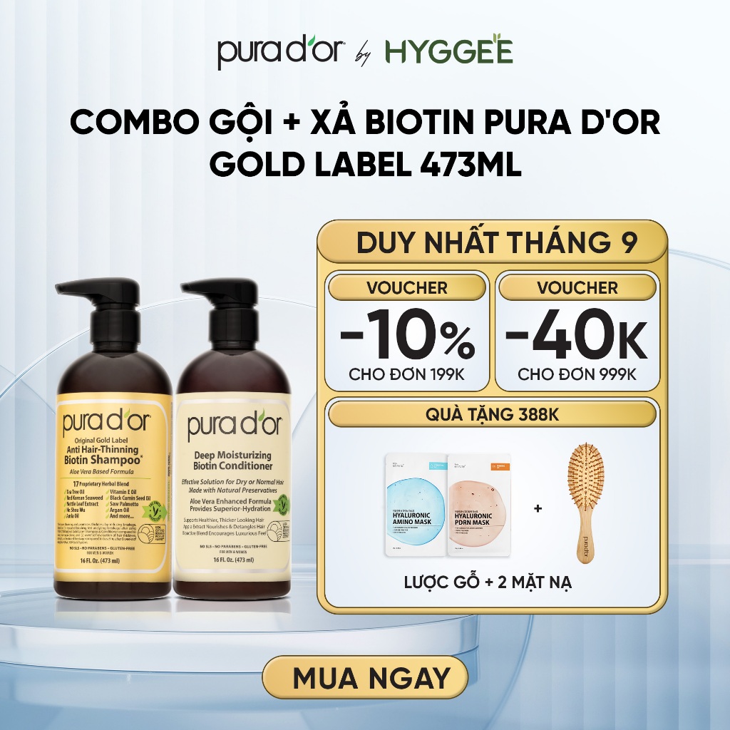 Combo Gội Xả Pura D’or Biotin Gold Label – Giảm Rụng, Nuôi Dưỡng Tóc ...