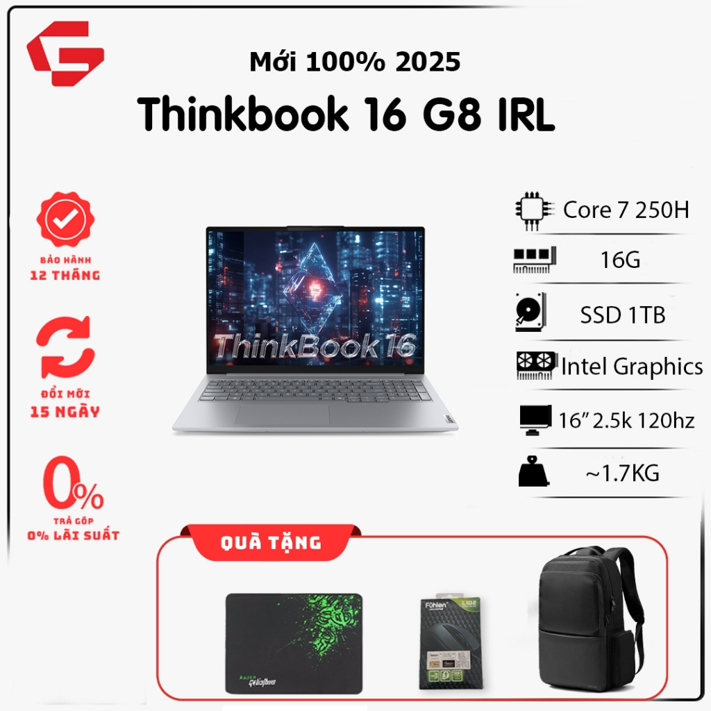Thinkbook 16 G8 IRL (Core 7 250H | Ram 16GB | SSD 1TB | 16inch 2.5K ...