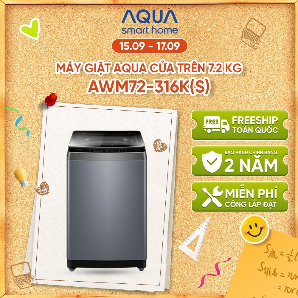 [SALE SỐC] Máy giặt Aqua 7.2 kg AWM72-316K(S) - Bảo hành 2 năm - Hỗ trợ ...