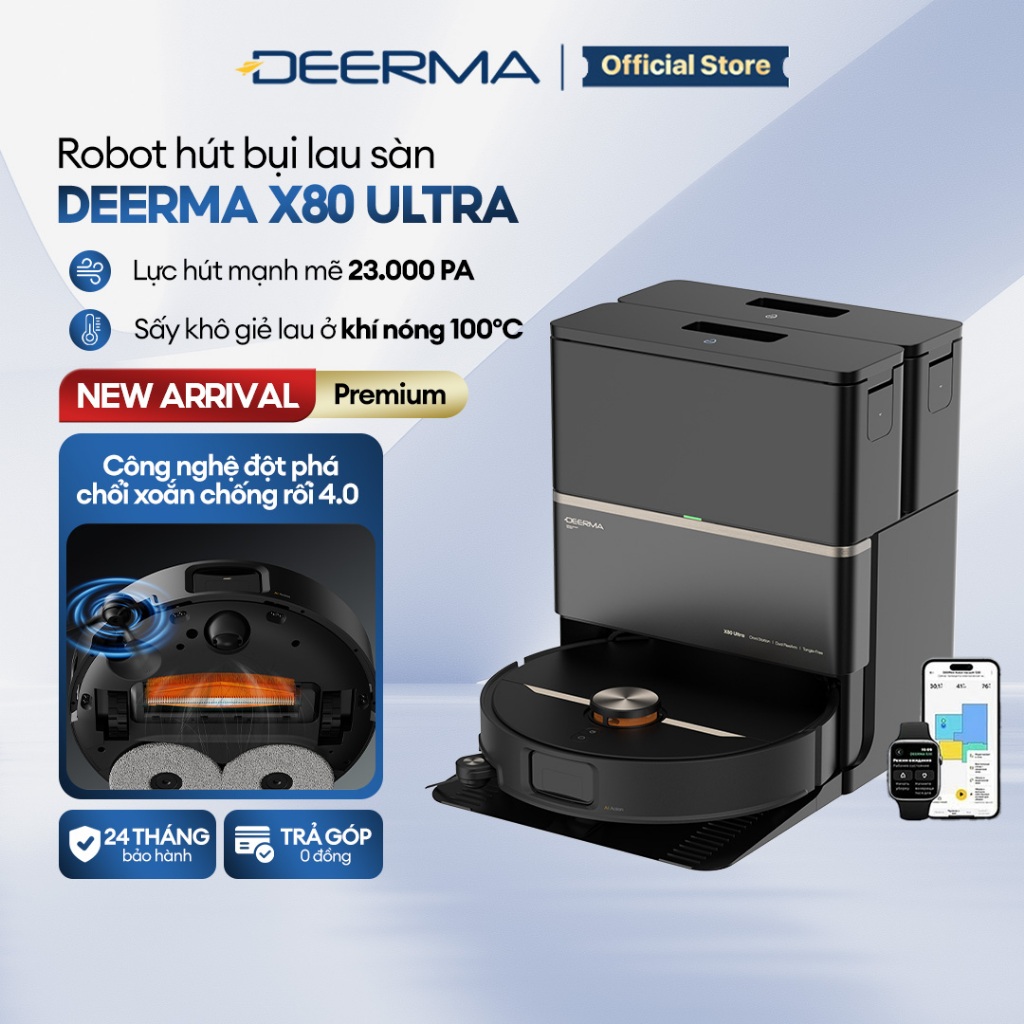 Robot hút bụi lau sàn đa năng Deerma X80 Ultra phiên bản nâng cấp lực ...