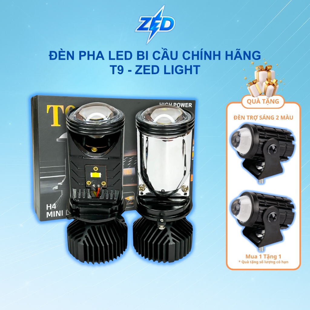 (Tặng Trợ Sáng) Đèn Pha LED Bi Cầu Mini T9 ZED LIGHT (Bản Mới 2025 ...
