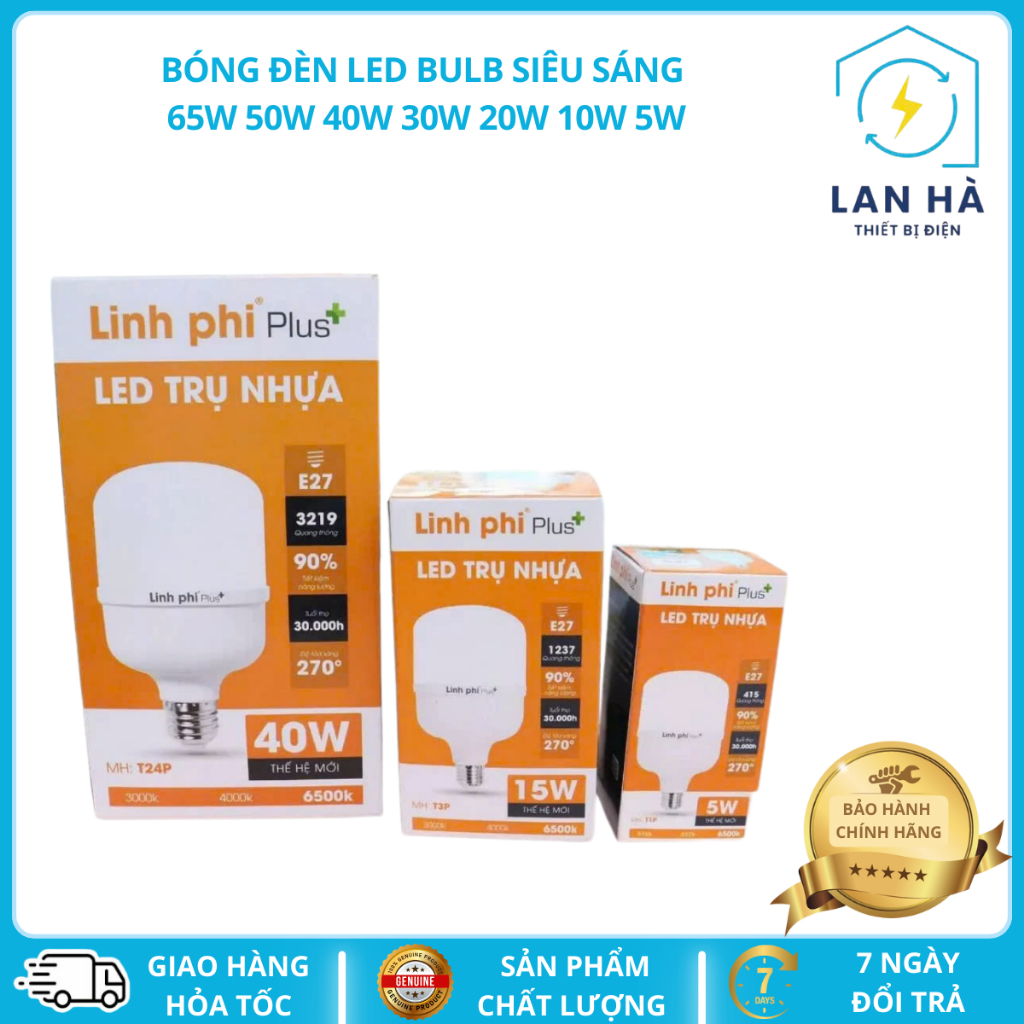 Bóng đèn led BULB siêu bền sáng -Tiết kiệm điện LINH PHI 65w 50w 40w ...