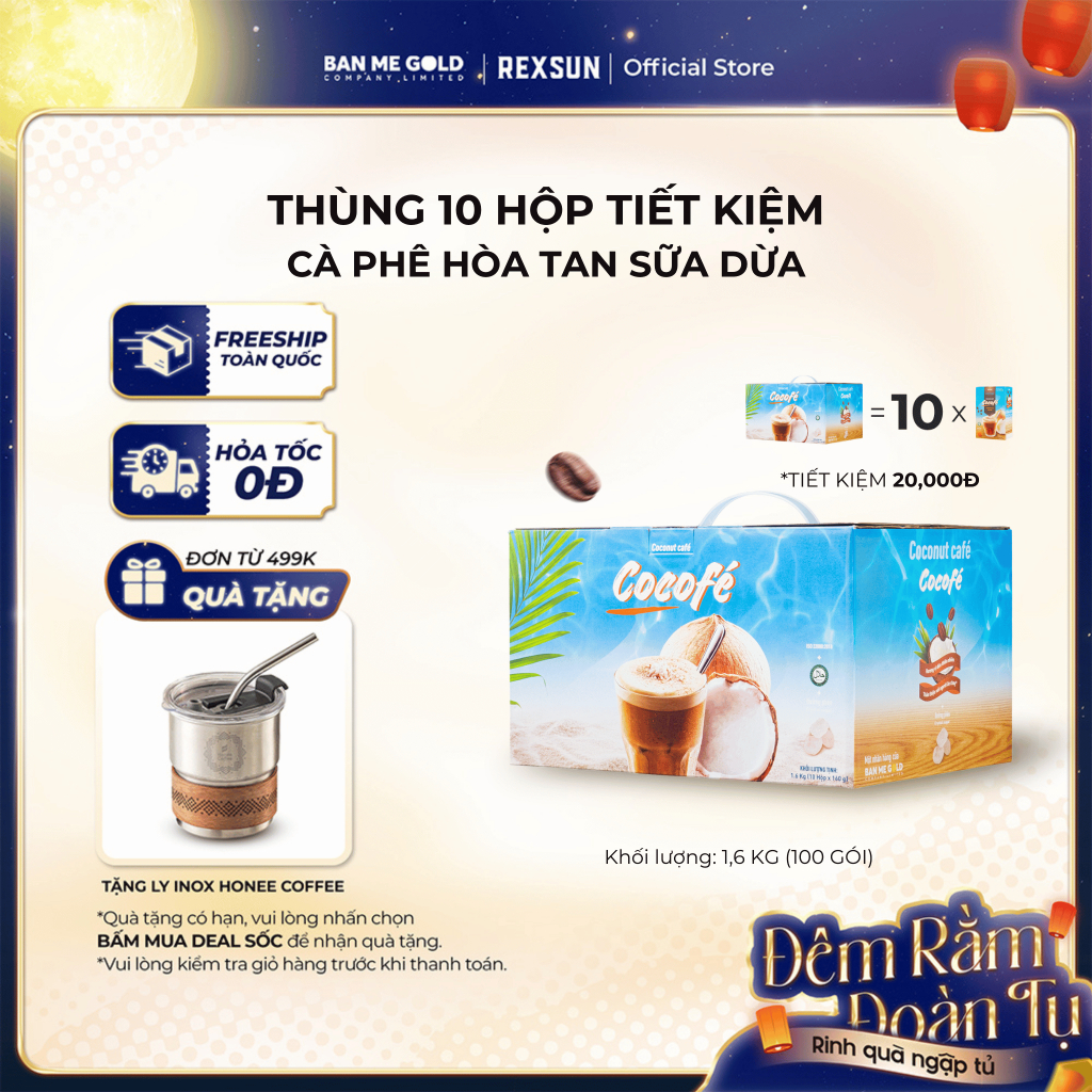 [THÙNG TIẾT KIỆM] 10 Hộp (100 Gói) Cà Phê Sữa Dừa Cocofe - Cafe Hòa Tan ...