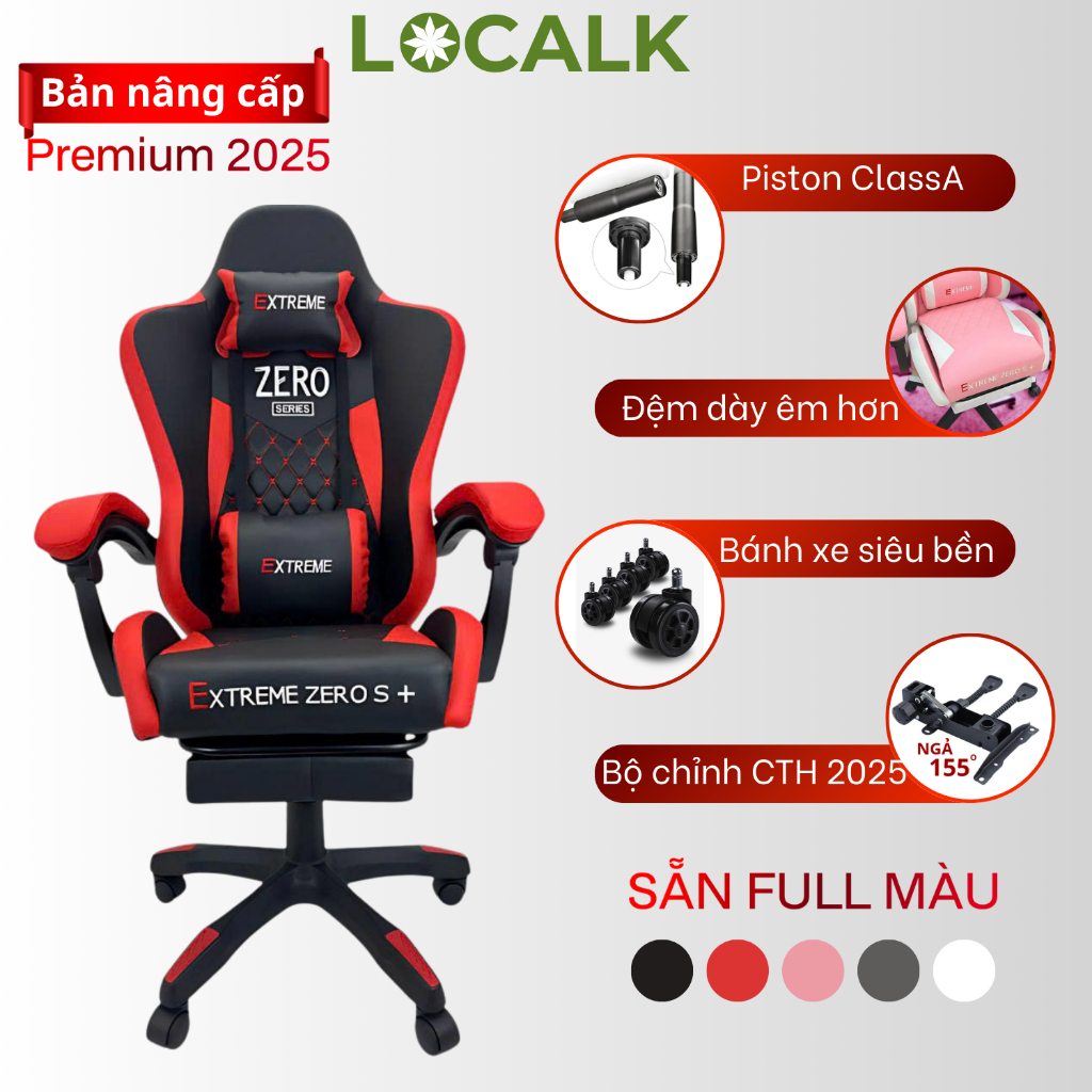 Ghế Gaming Công Thái Học Extreme Zero S+ 2025 Ngả 155 Độ Piston ClassA ...