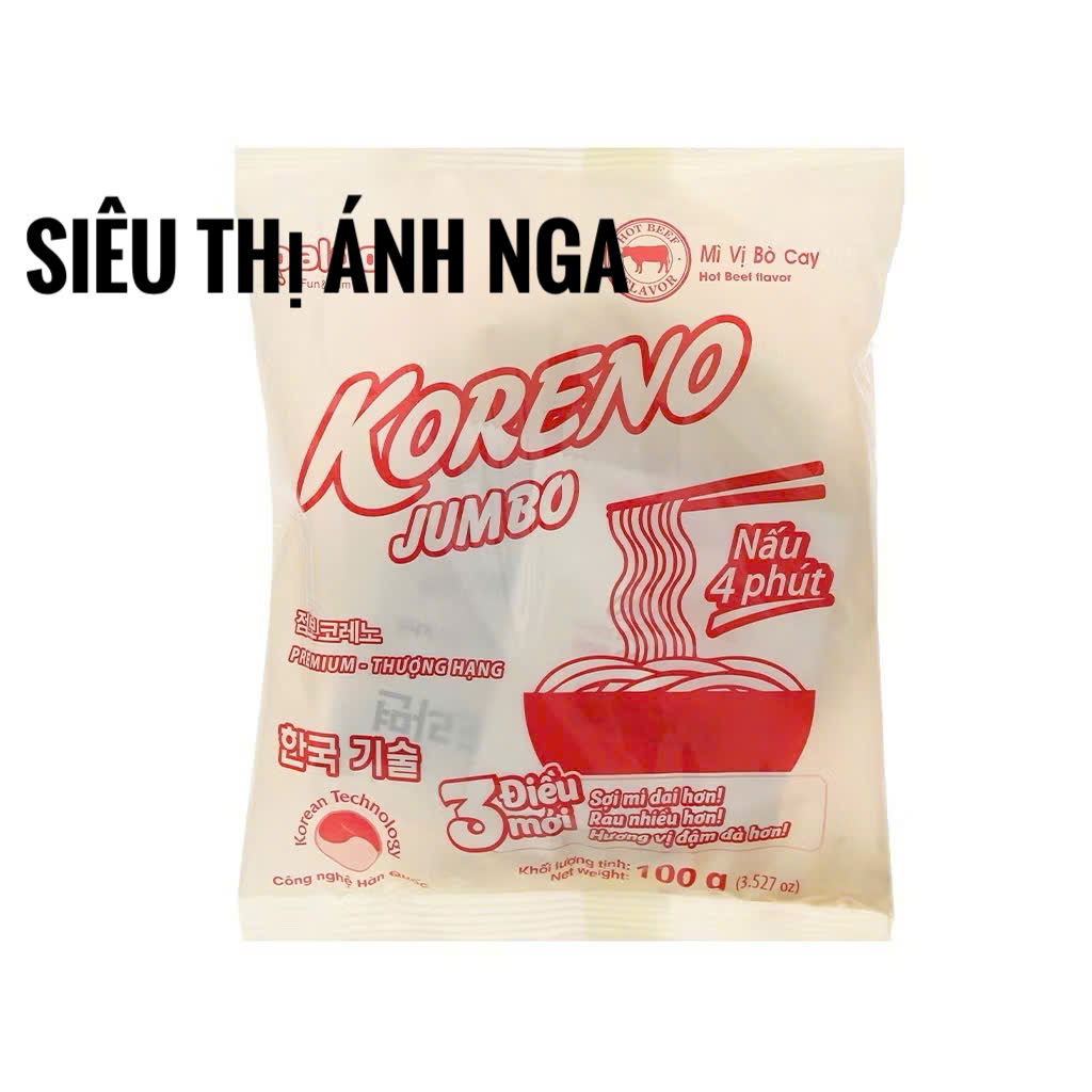 Combo 5 - 10 Gói Mì Koreno Jumbo - Mì Ăn Liền Hàn Quốc Vị Bò Cay x 100g ...