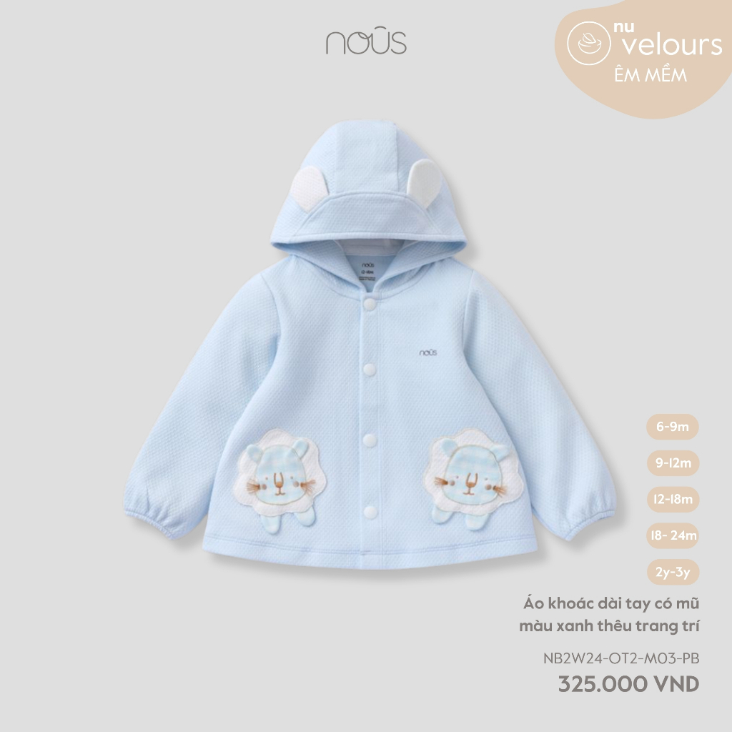 Nous Baby Áo khoác có mũ cho bé phối tai gấu bé trai bé gái mềm ấm thêu ...
