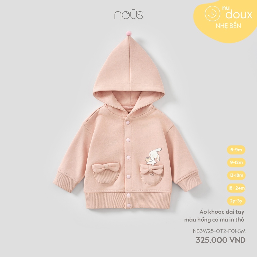 Nous Baby Áo khoác có mũ thu đông cho bé trai bé gái thêu họa tiết mềm ...