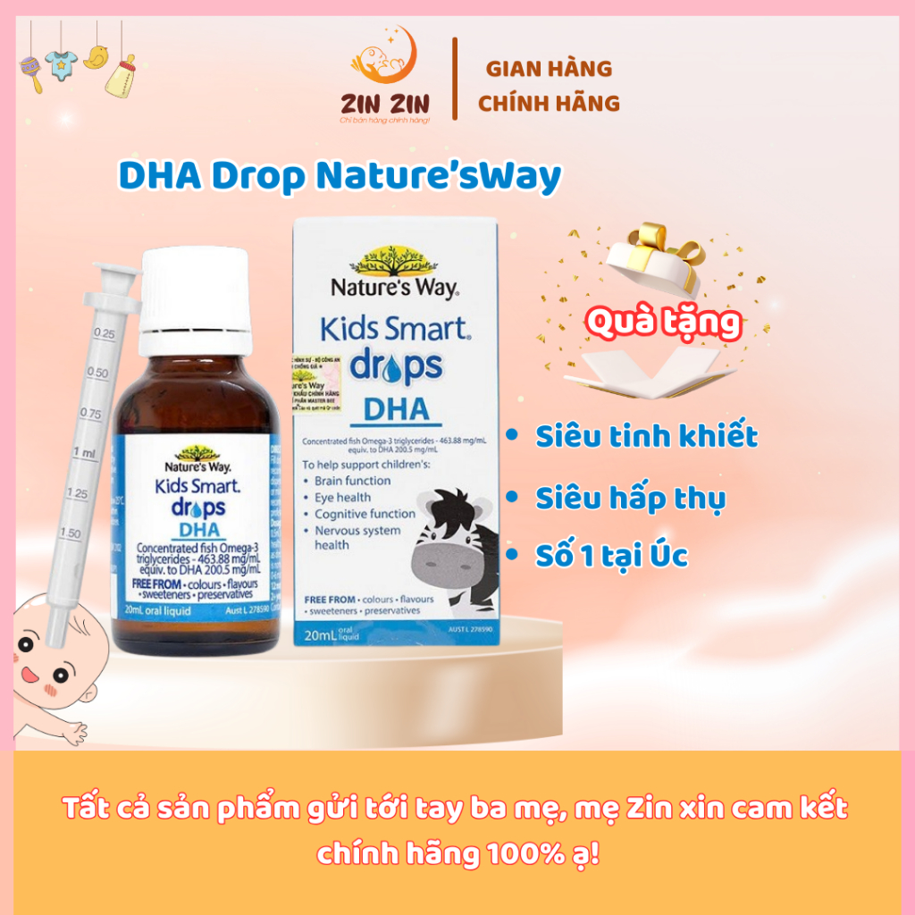 DHA Nature's Way Kids Smart Drops Bổ Sung DHA EPA, Hỗ Trợ Bổ Não Và Mắt ...