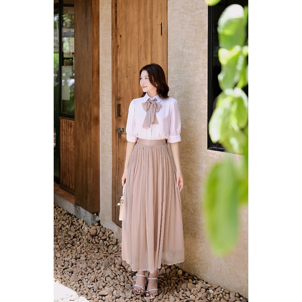 Adeline House - Set váy xinh: Áo sơ mi tay lửng kết hợp chân váy trơn ...