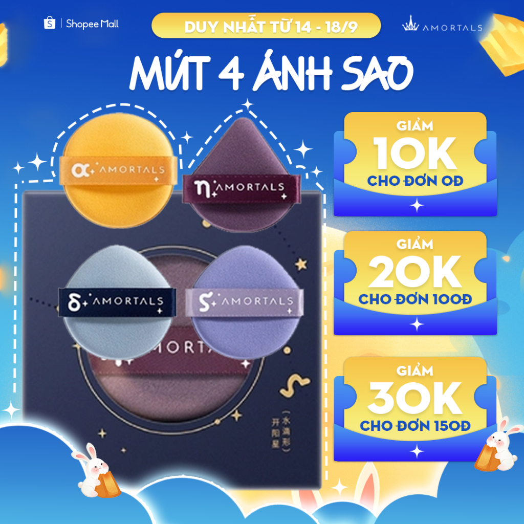 《Amortals Vietnam》Set Mút Trang Điểm AMORTALS Hình Ánh Sao Tán Kem Nền ...