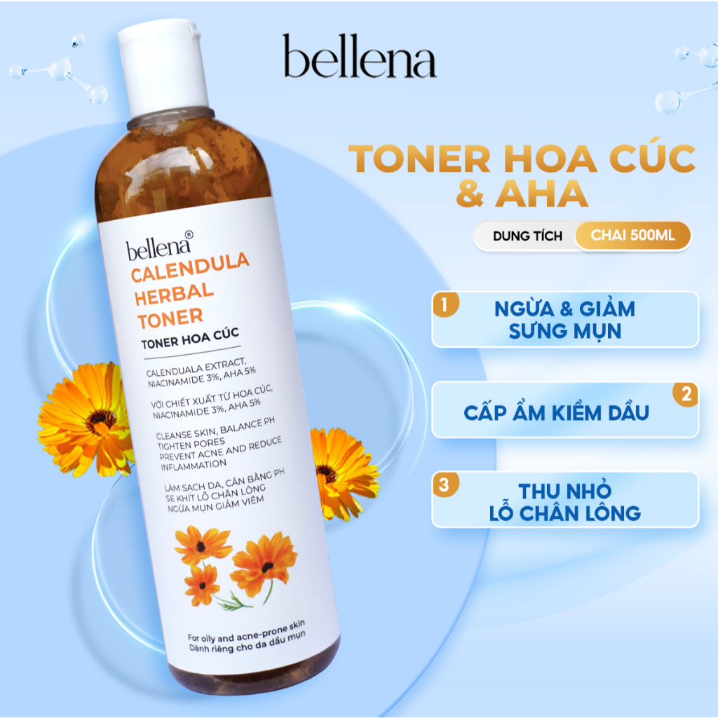 Toner Nước Cân Bằng Hoa Cúc Bellena Calendula Herbal Làm Dịu Cấp Ẩm Cho ...