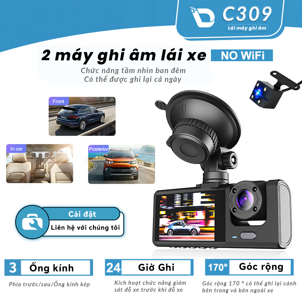 Camera Hành Trình 3 Mắt Ô Tô Twistex 1080P Quay Full HD Ban Đêm Góc ...