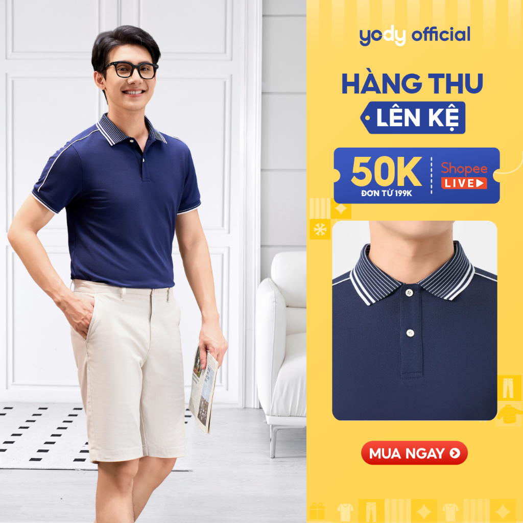 Áo polo nam Yody bo kẻ cổ trẻ trung năng động khử mùi hôi co giãn thoải ...