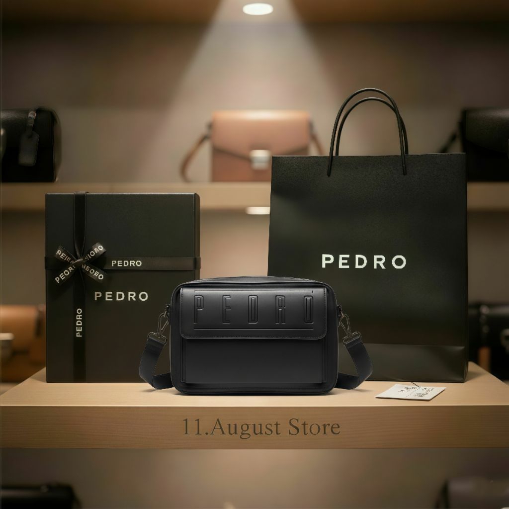 Túi nam đeo chéo Pedro logo chữ to cá tính phom hộp hai ngăn tiện dụng ...