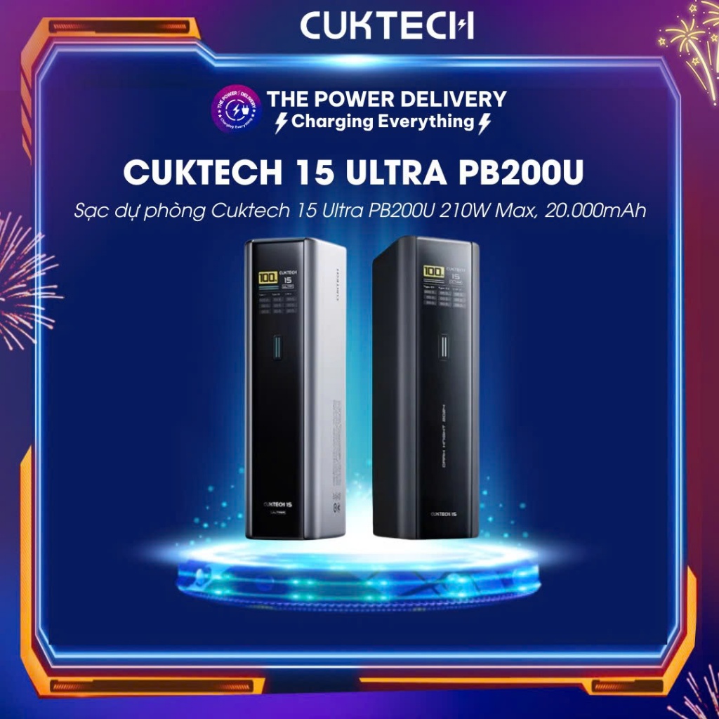 Pin Sạc Dự Phòng Cuktech 15 Ultra PB200U, Công Suất 210W Max, Dung ...