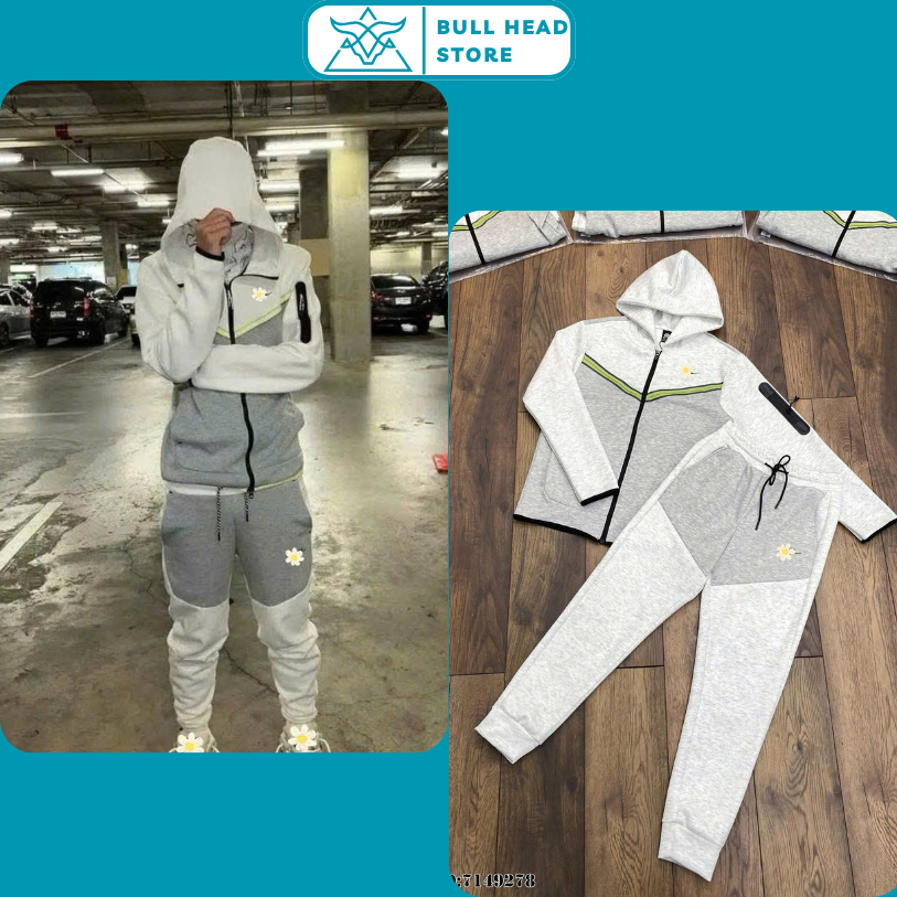 Bộ Quần Áo Hoodie Mùa Đông Nam Loaey Teck Phối Vạch Kẻ Xanh Siêu Chất ...