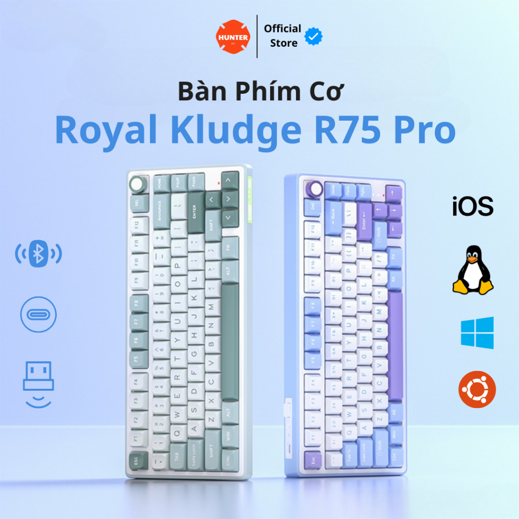 Bàn phím cơ Royal Kludge RK R75 Pro | Bluetooth/2.4G/USB | LED RGB ...