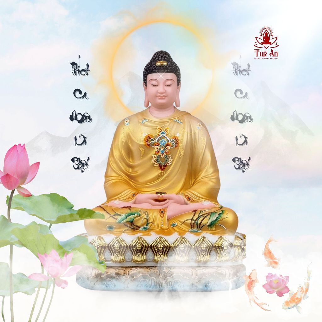Tượng Thích Ca Mâu Ni Phật topaz 40cm | Kim quang tịnh liên vàng kim ...