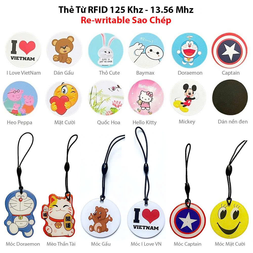 Thẻ từ RFID ID IC 125 Khz 13.56 Mhz thẻ dán điện thoại móc dây dài sao ...