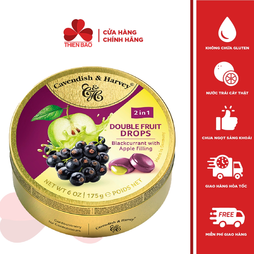Kẹo trái cây Đức Cavendish & Harvey Dou Blackcurrant Apple (vị quả lý ...