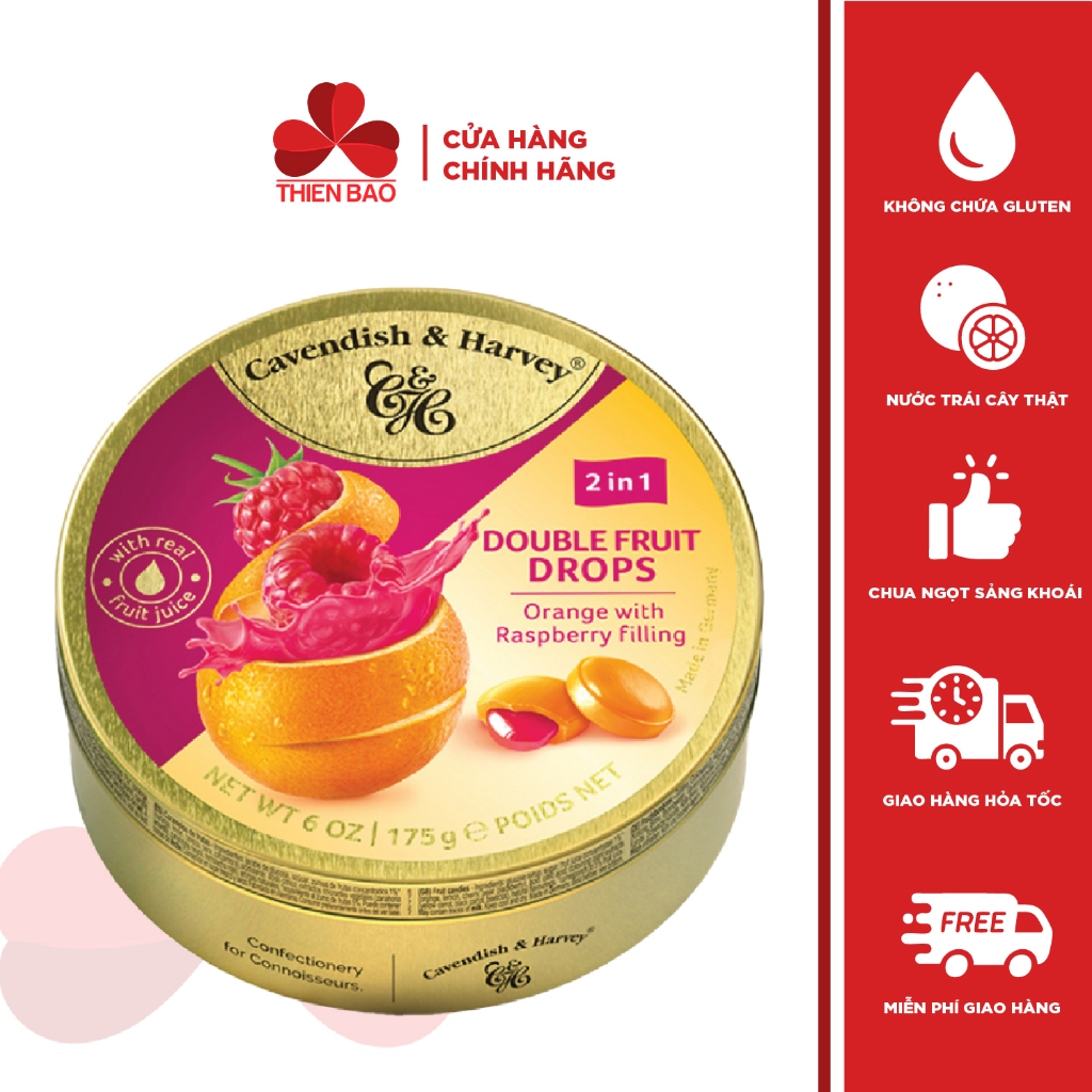 Kẹo trái cây Đức Cavendish & Harvey Dou Orange Raspberry (Vị cam nhân ...