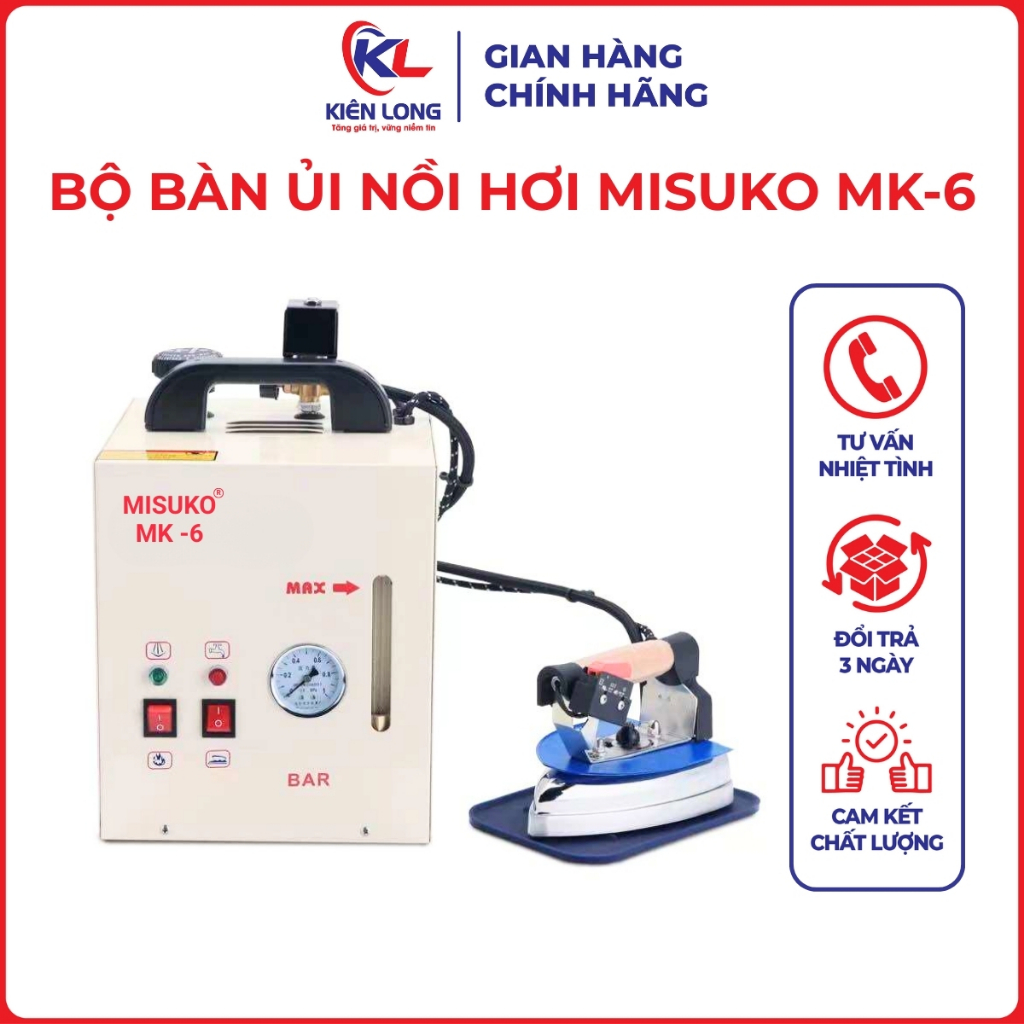Bộ Bàn Ủi Nồi Hơi Misuko MK-6 Chính Hãng – Tặng Kèm Tất Là, Có Van Xả ...