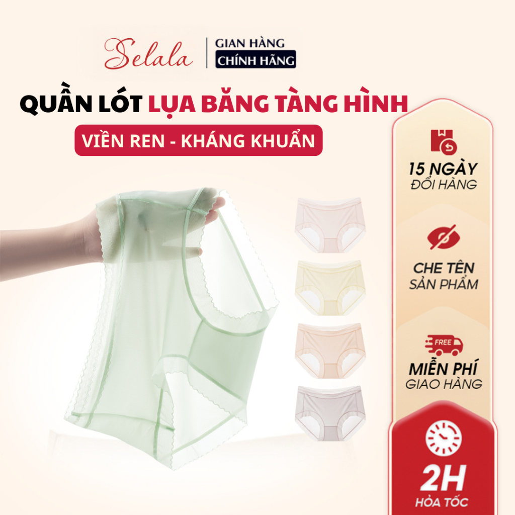 Combo 5c Quần Lót Tàng Hình Selala Chất Su Lụa Mát Phối Viền Ren Mềm ...