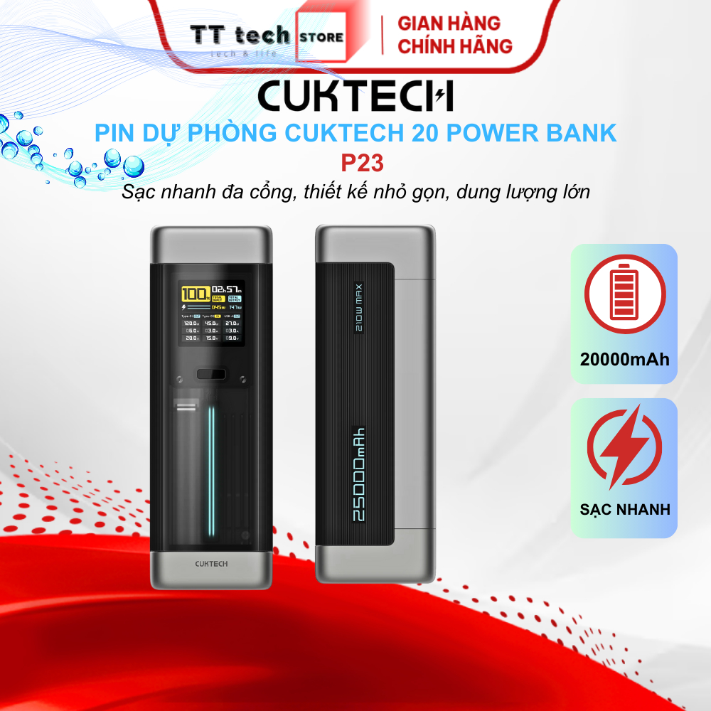 Pin dự phòng Cuktech 20 Power Bank 25.000mAh - P23 210W Sạc nhanh, dung ...