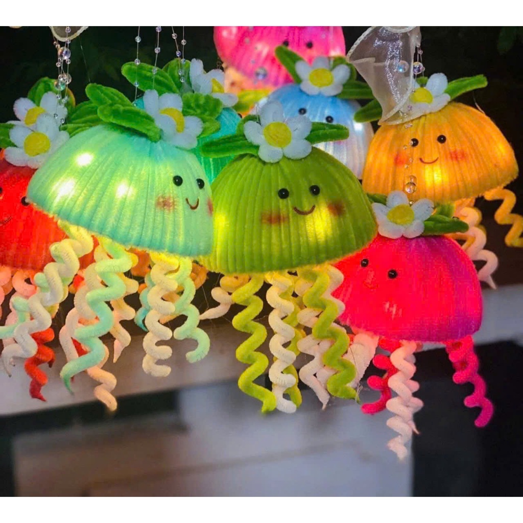 Đèn Lồng Sứa Trung Thu, Đèn Trung Thu Hình Sứa, Lồng Đèn Trung Thu Sứa Biển Kẽm Nhung Lắp Sẵn ...