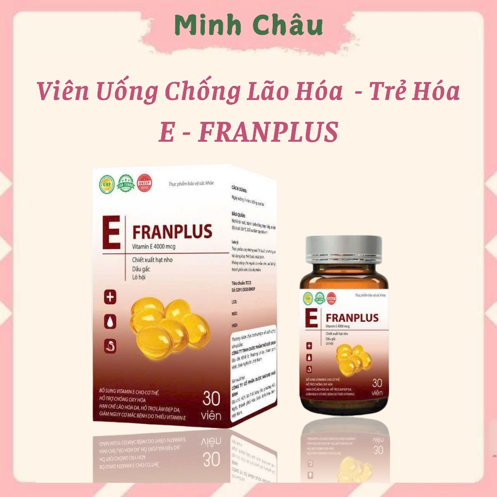 Vitamin E Đỏ ,Vitamin E FRANPLUS 4000mcg ,Làm Đẹp Da Và Chống Lão Hóa ...
