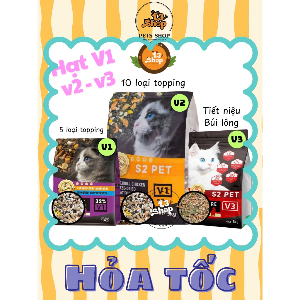 thức ăn hạt full topping thịt sấy của S2 PET (dòng V1 , V2, V3) bao 5kg ...