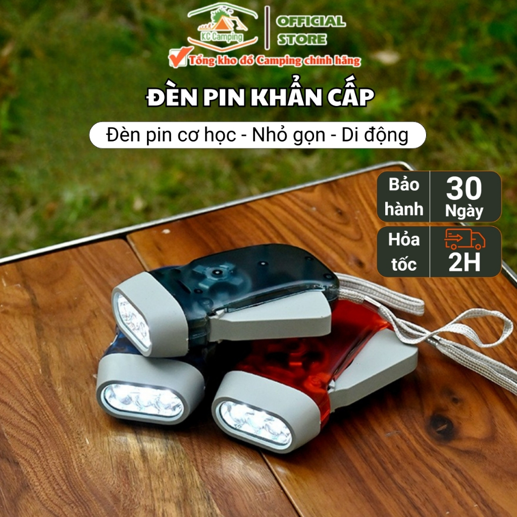 Đèn pin cơ học bóp tay phát sáng không dùng pin, dùng cho đi bộ, dã ...