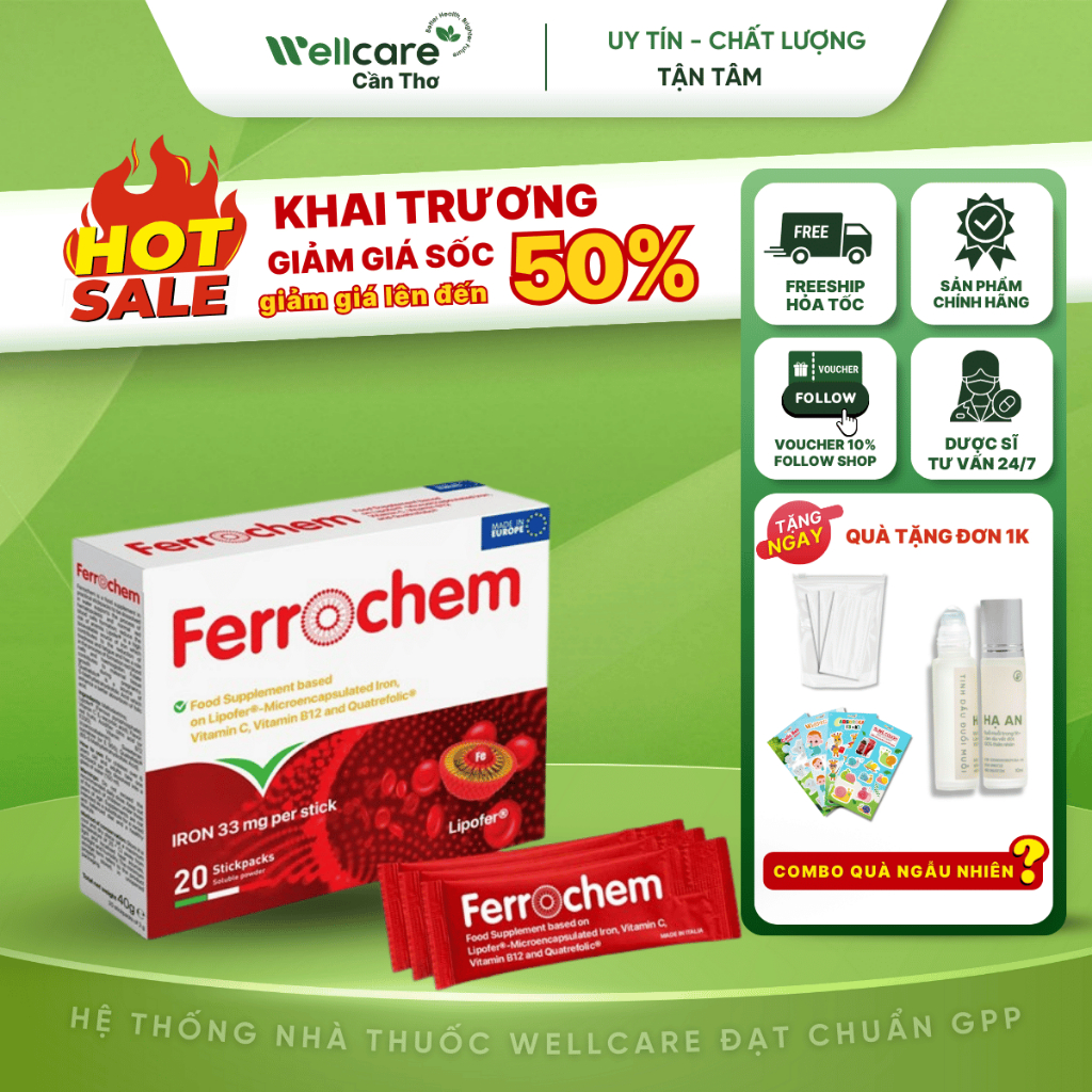 FERROCHEM Sắt Lipofer + 5MTHFdành cho phụ nữ mang thai và người thiếu ...