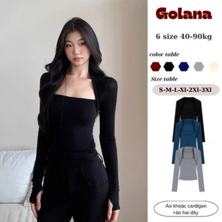 Áo thun dài tay nữ form ôm chất liệu cotton lông mịn co giãn 4 chiều ...