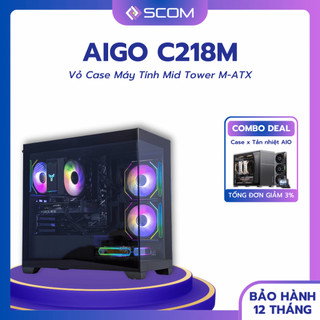 Vỏ Case PC Aigo C218M Case Máy Tính M-ATX Mid Tower Hai Mặt Kính Bể Cá ...