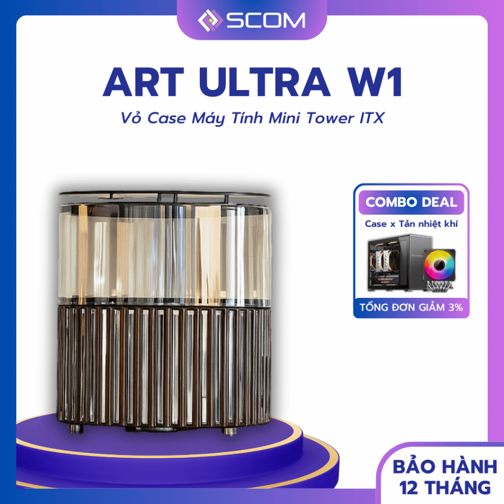 Vỏ Case PC Art Ultra W1 Case Máy Tính ITX Mini Tower Hình Trụ Kính Nhỏ ...