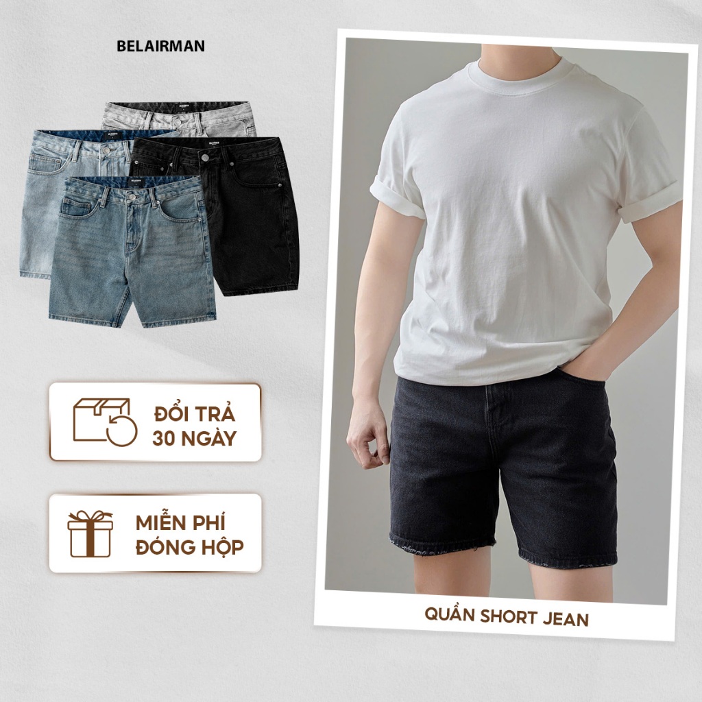 Quần short nam JEANS basic cao cấp, vải dày đẹp không bay màu dễ phối ...