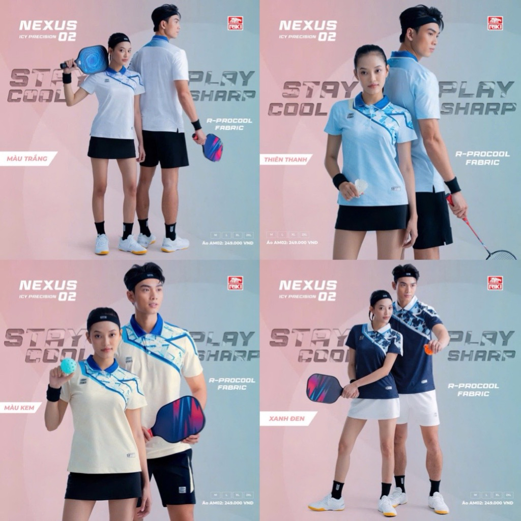 Áo thun polo, áo cầu lông , pickleball Riki NEXUS 02 Chất vải xịn xò, hoạ tiết đơn giản thanh ...
