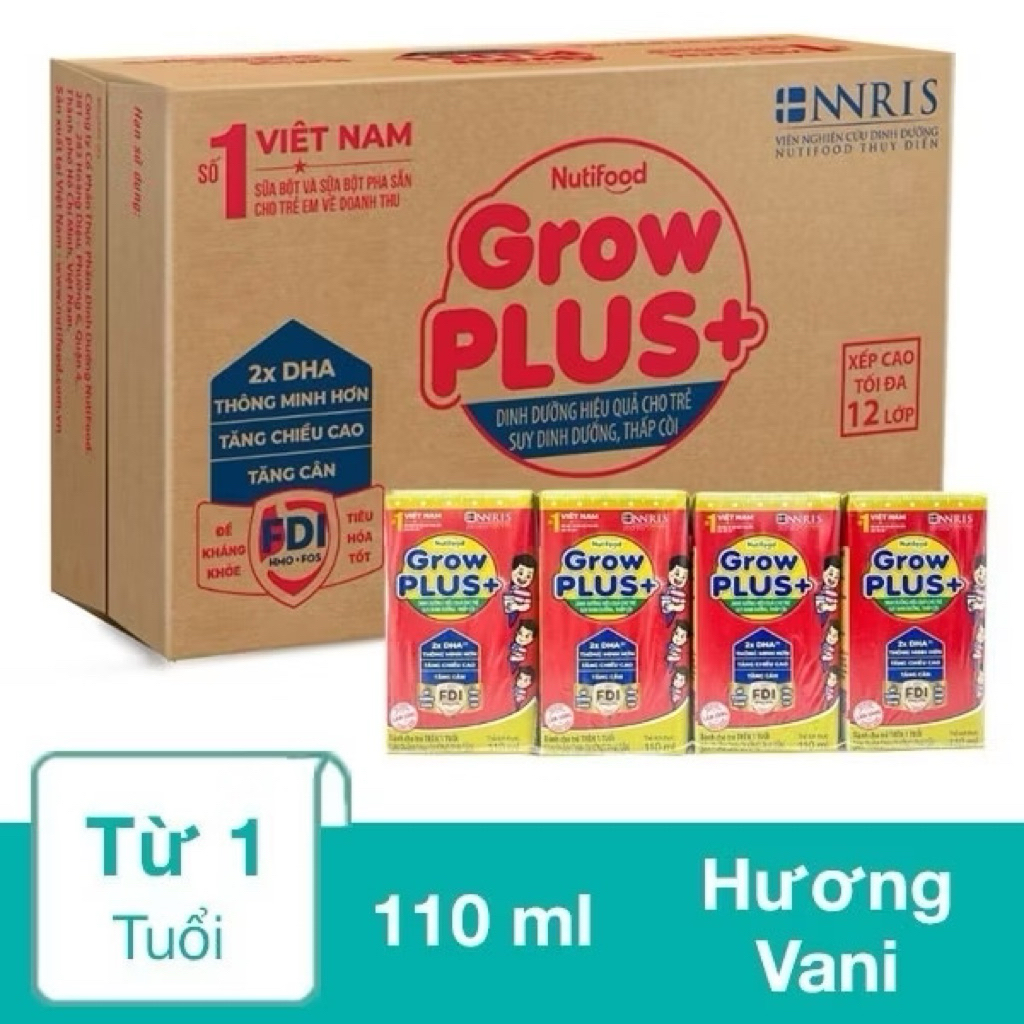 Sữa Nutifood Grow Plus+ 110ml Vani | Dinh dưỡng cho trẻ suy dinh dưỡng ...