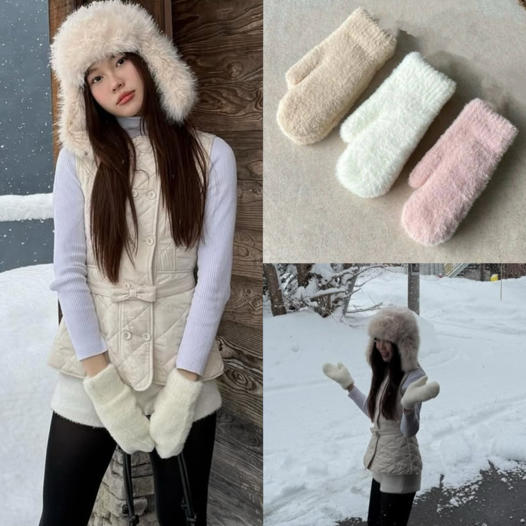 NARCIÉ STUDIO Găng tay len lông mềm nữ dễ thương giữ ấm mùa đông màu ...