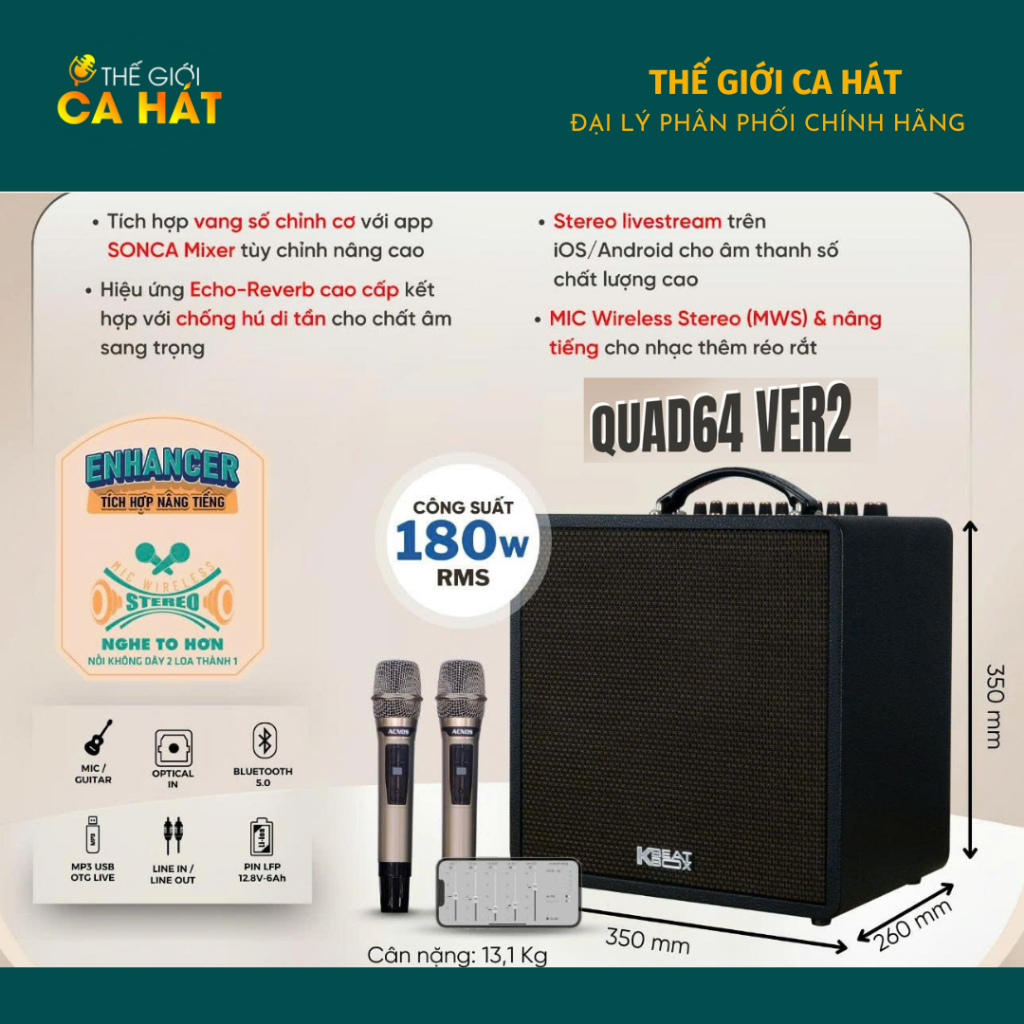 Dàn âm thanh - Loa Karaoke di động ACNOS QUAD 64 Ver2 - Loa Bluetooth ...
